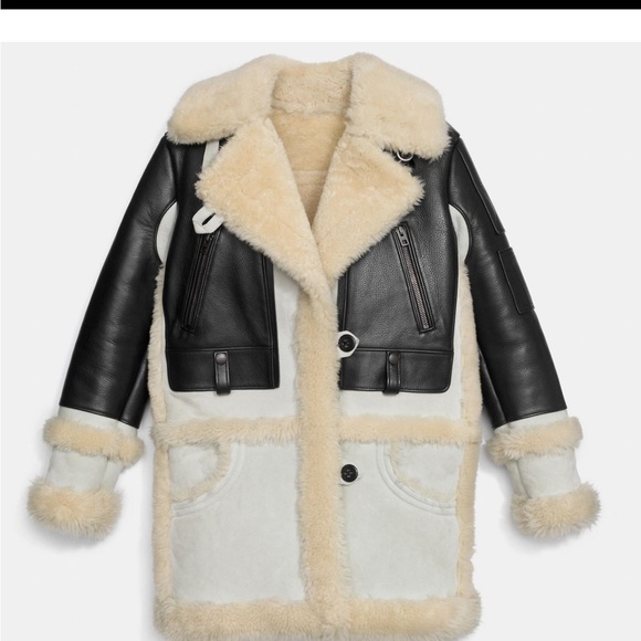 Coach | Jackets & Coats | Coach Black Biker Sheepskin Coat Has Only ...
